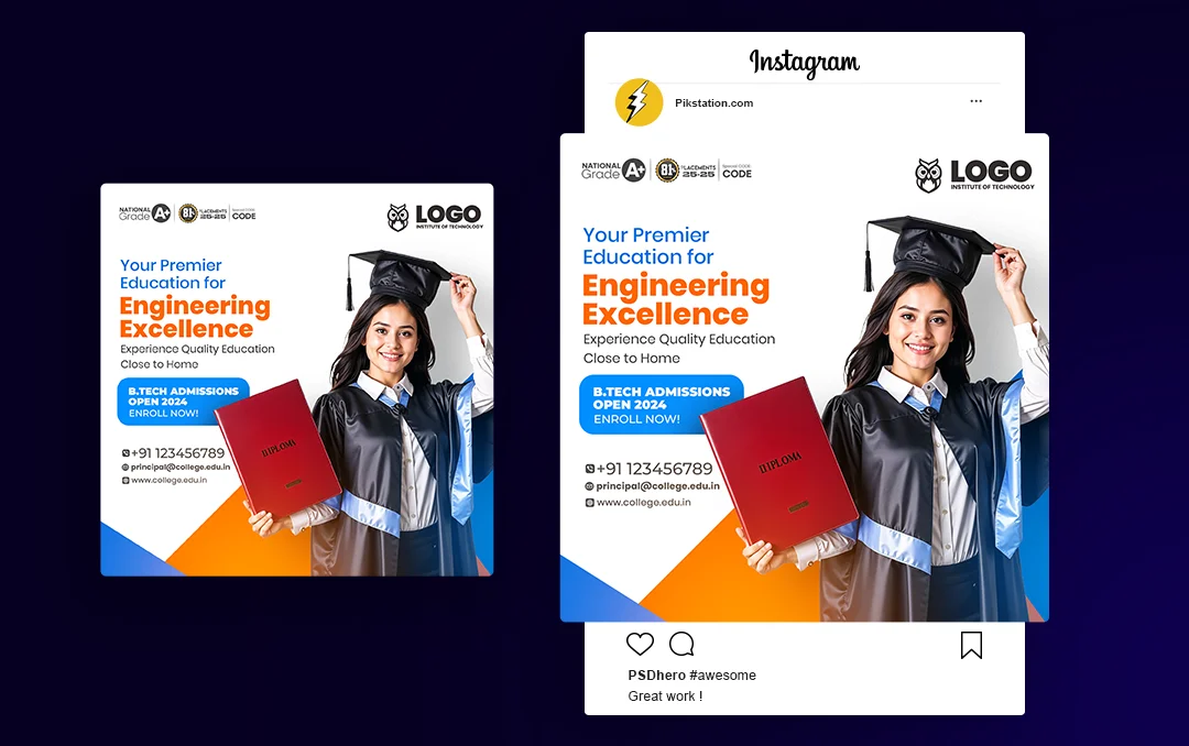 Engineering College Graduation & Admission Promotion Educational PSD ...