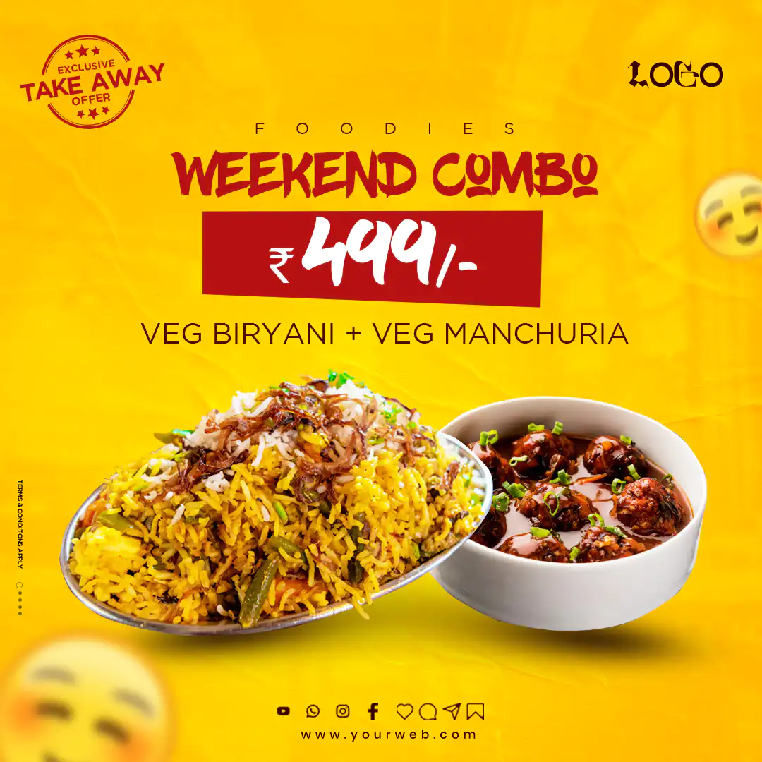 Weekend Combo Food Offer PSD - Veg Biryani & Manchuria Social Media ...