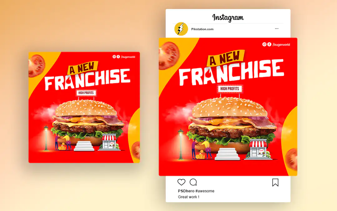 Burger Franchise Promotion Instagram PSD Template For Fast Food ...