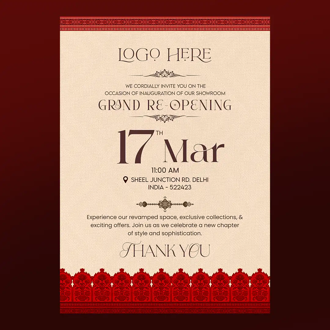 Grand Re-Opening Invitation Card PSD Template With Minimalist Design ...