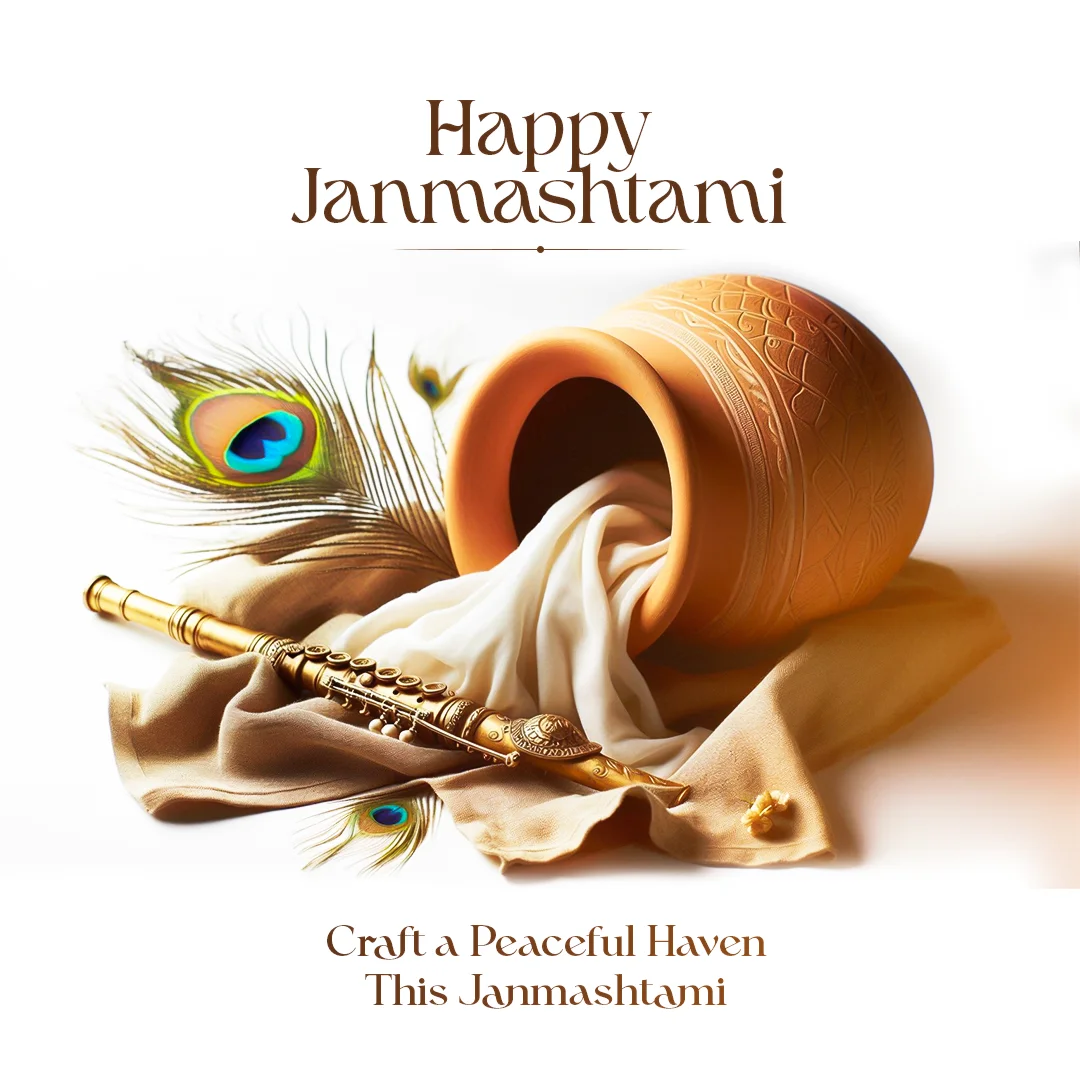 Happy Janmashtami Poster PSD Template – Flute, Matki, and Peacock ...
