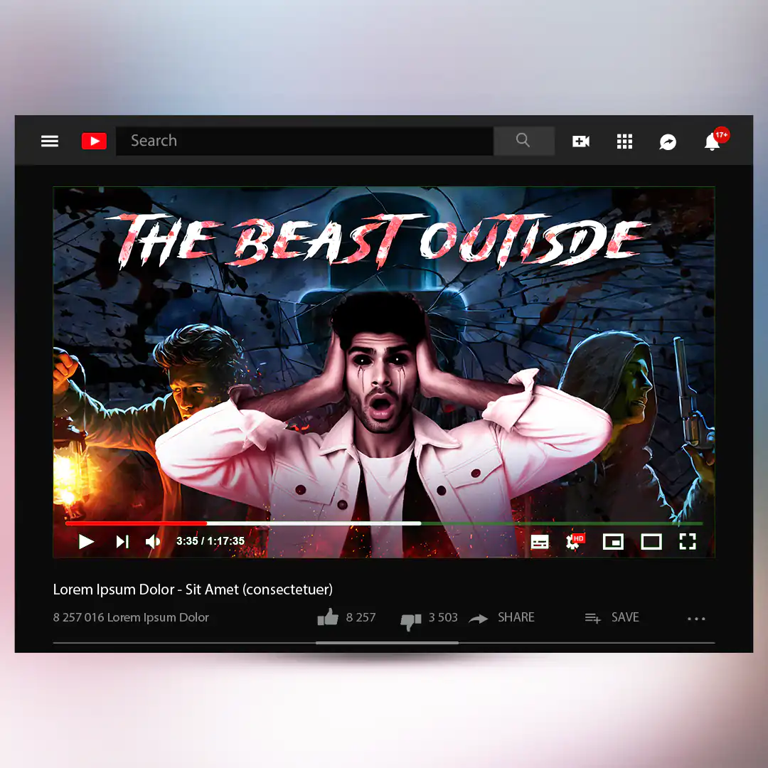 Horror gaming thumbnail PSD template For Live Streams - Pikstation