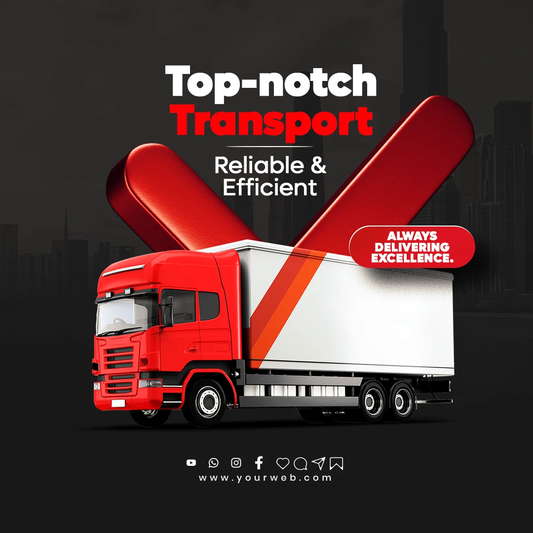 Top-Notch Transport PSD – Red Truck, Logistics & Delivery Design Promo ...