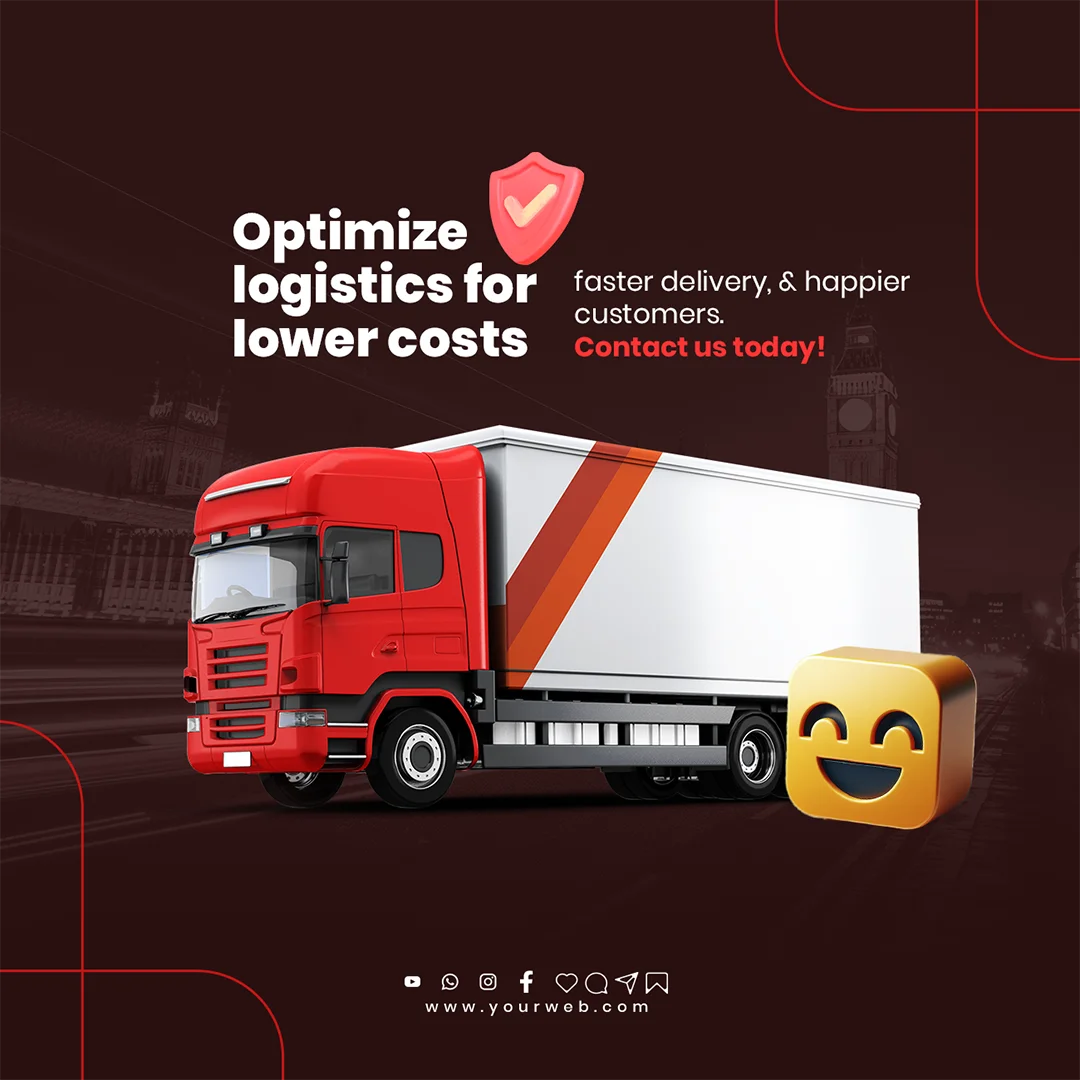 Optimize Logistics Ad PSD – Fast Delivery & Cost Savings Social Media ...