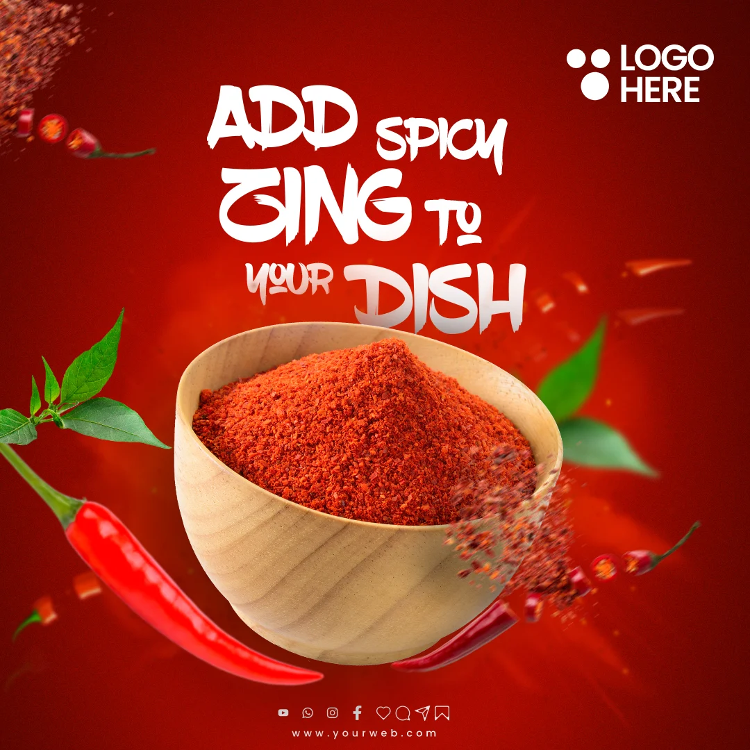 Red Chili Powder Ad Poster PSD With Spicy Zing Design Of Red Chilli For ...