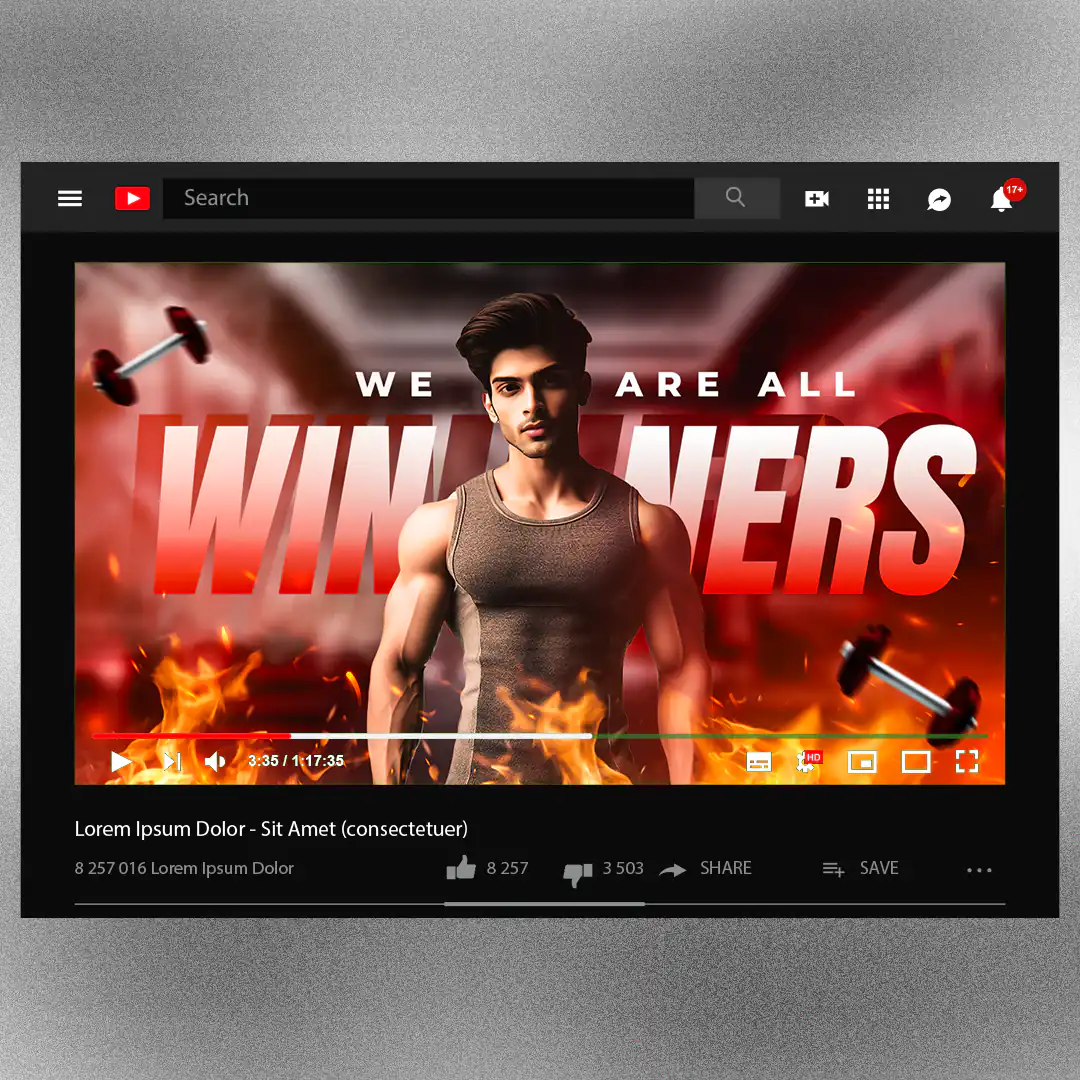 BUILD, BURN, WIN – The Ultimate Fitness Grind! Youtube Thumbnail PSD ...