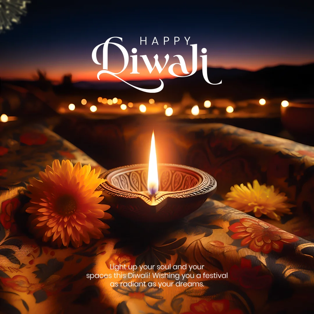 Elegant Diwali Social Media Post PSD Template With Decorative Oil Lamp ...