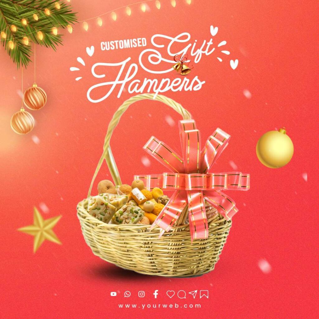 Christmas gift hamper PSD template - Pikstation