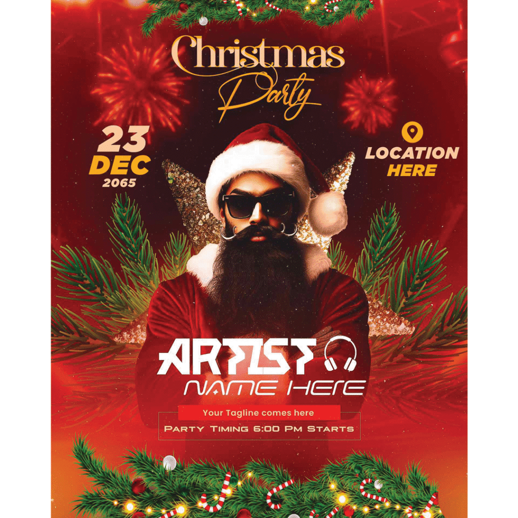 Festive Flair Christmas Party Social Media Flyer PSD - Pikstation