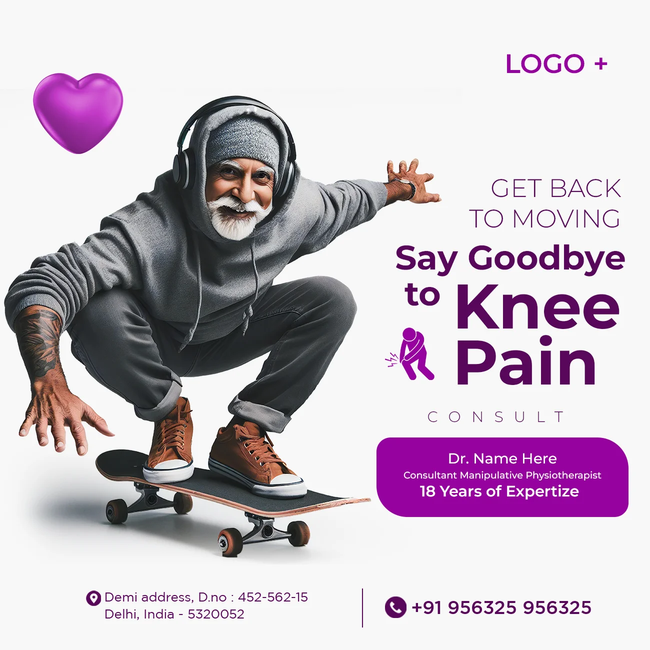 knee pain Healthcare medical physiotherapy social media post template ...