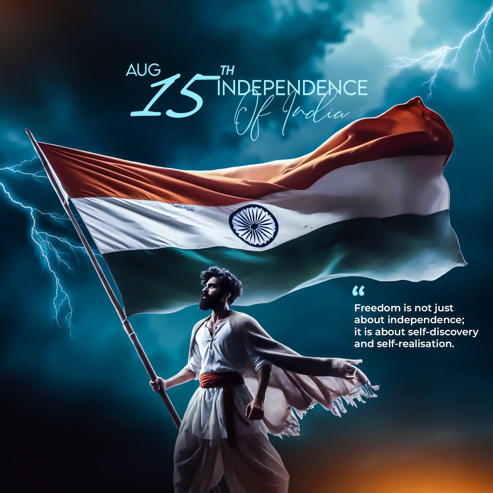 Independence Day of India PSD Template – Heroic Figure in Traditional ...