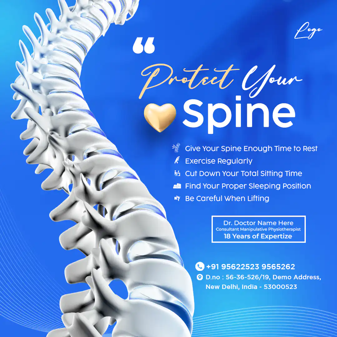 Physiotherapy Spine Care PSD Design – Editable Poster for Chiropractors ...